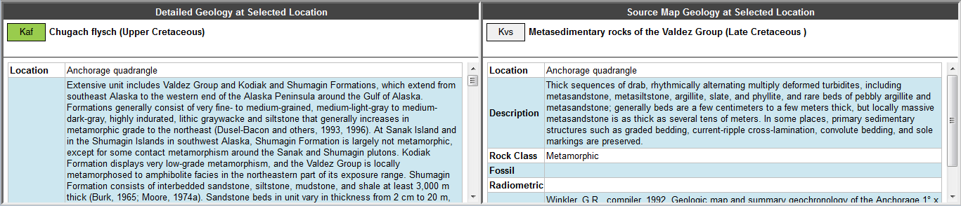 Filled detailed geologic information tables