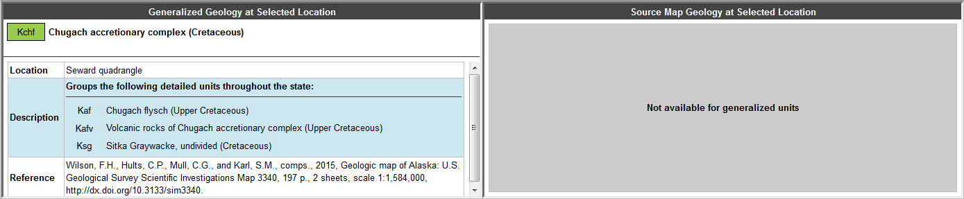 Filled generalized geologic information tables